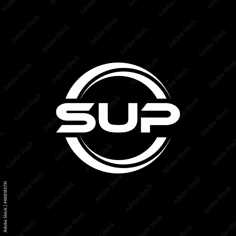 SUP letter logo design with black background in illustrator, vector ...