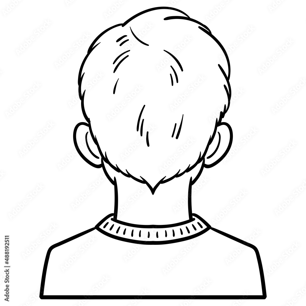 little boy back of head. Comic monochrome outline. Stock Vector | Adobe ...