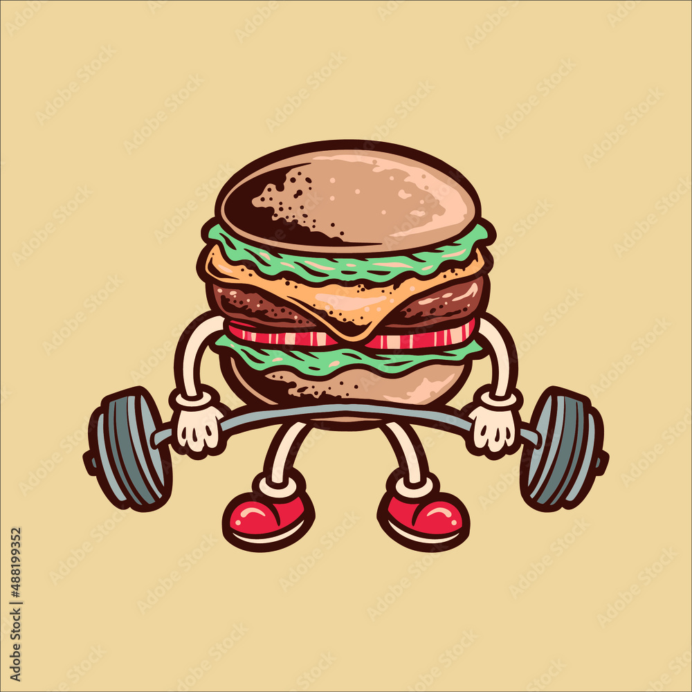 workout burger cartoon vector design Stock Vector | Adobe Stock