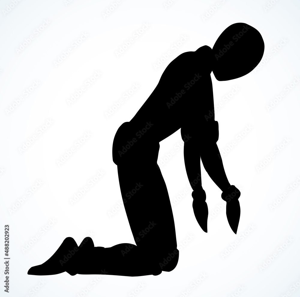 The puppet is kneeling. Vector drawing Stock Vector | Adobe Stock