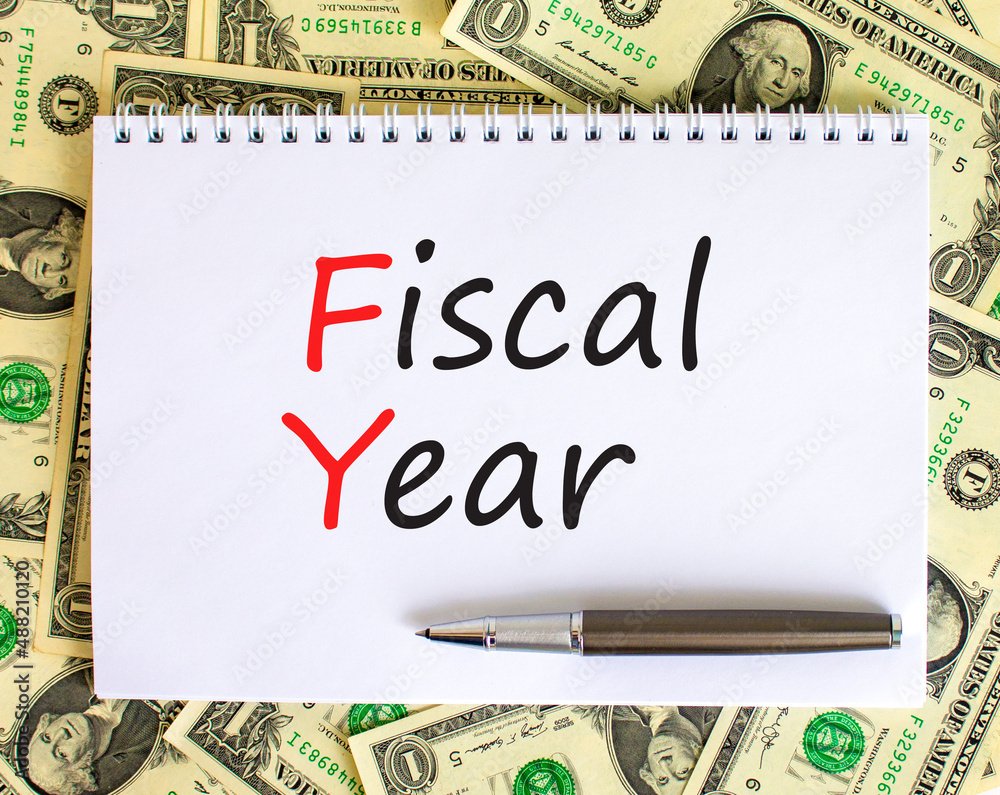 FY Fiscal year symbol. Concept words FY Fiscal year on white note ...