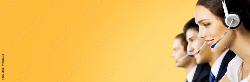 Contact center servise concept image. Call centre phone operators ...