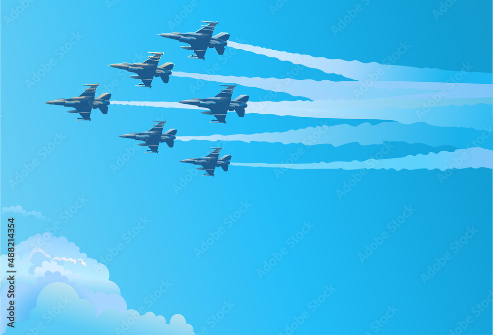 Eagle fighter jet plane taking off during exercise Stock Illustration ...