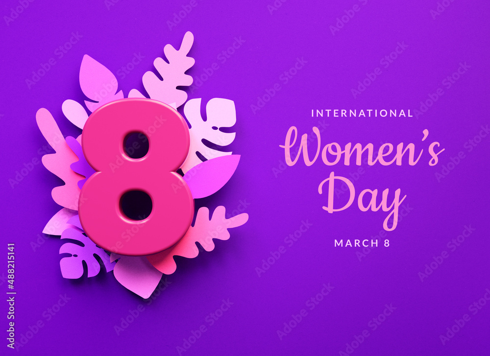 International Womens day social media post template with number 8 and ...