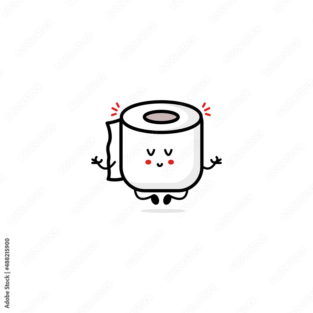 Cute funny happy poop and toilet paper friends. Vector hand drawn ...