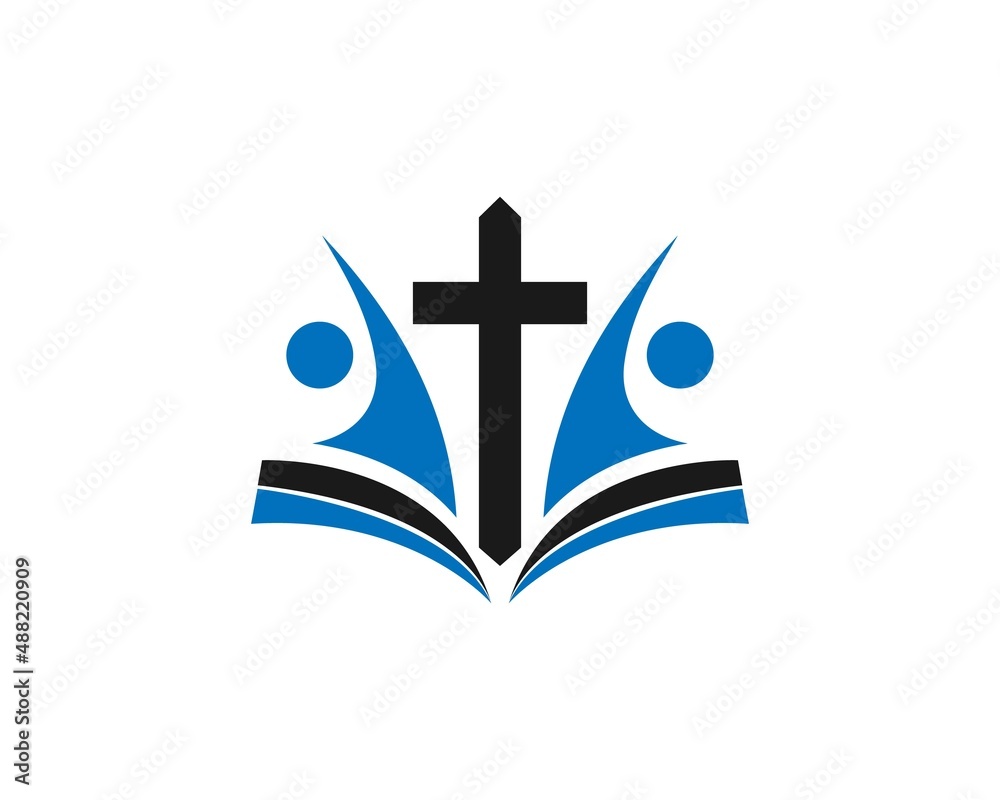 Education Logo Design. Christian Cross Holy Book Combination Logo Icon ...