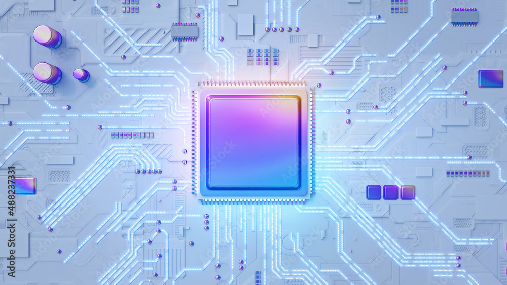 Central Computer Processors CPU concept. Motherboard digital chip. Tech ...