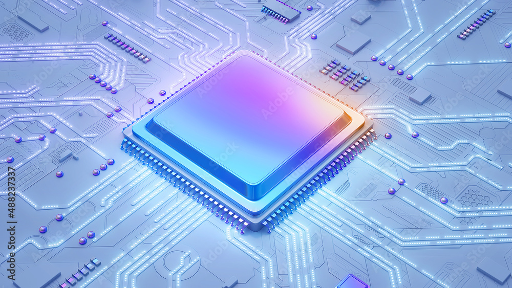 Central Computer Processors CPU concept. Motherboard digital chip. Tech ...