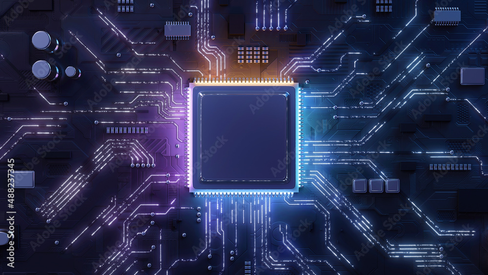 Central Computer Processors CPU concept. Motherboard digital chip ...