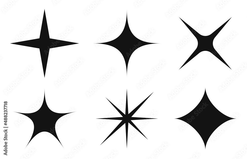 Sparkle stars vector icons, glare light effect for glam shiny Stock ...