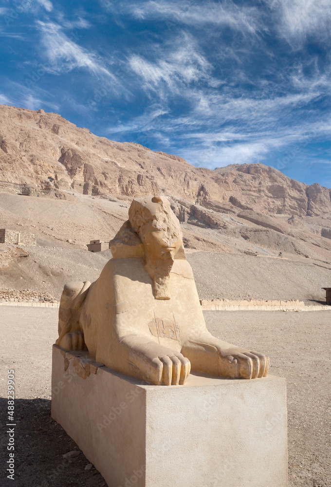 Sphinx of Hatshepsut from her Mortuary temple at Deir el-Bahri near ...