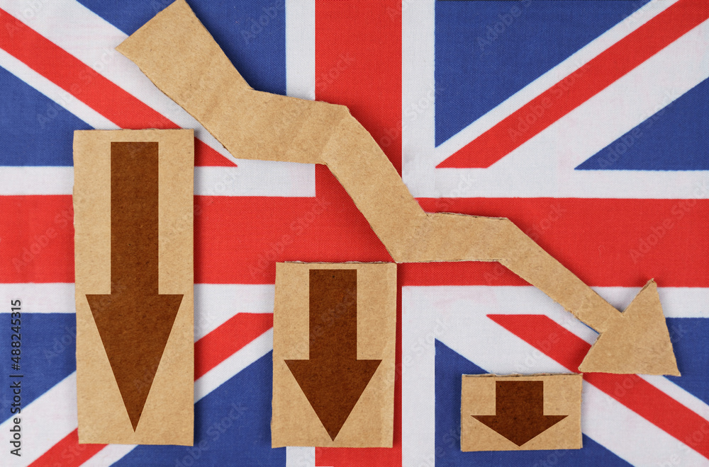 On the flag of Great Britain there are chart figures and an arrow ...