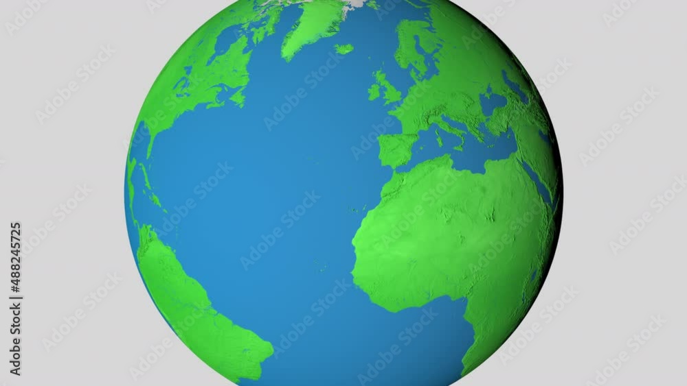 Seamless looping animation of the earth zooming in to the 3d map of ...