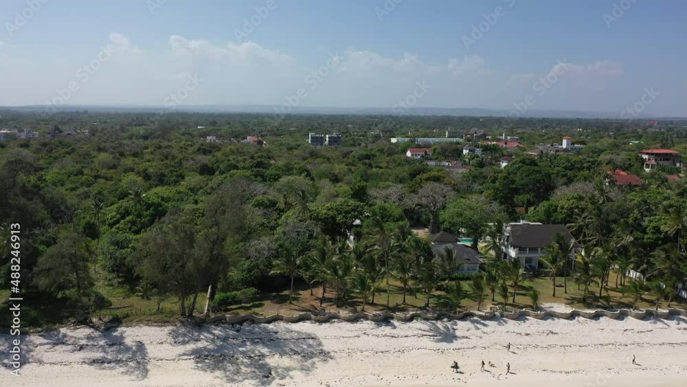 Diani beach Kenyan coast African Sea drone aerial 4k waves blue indan ...