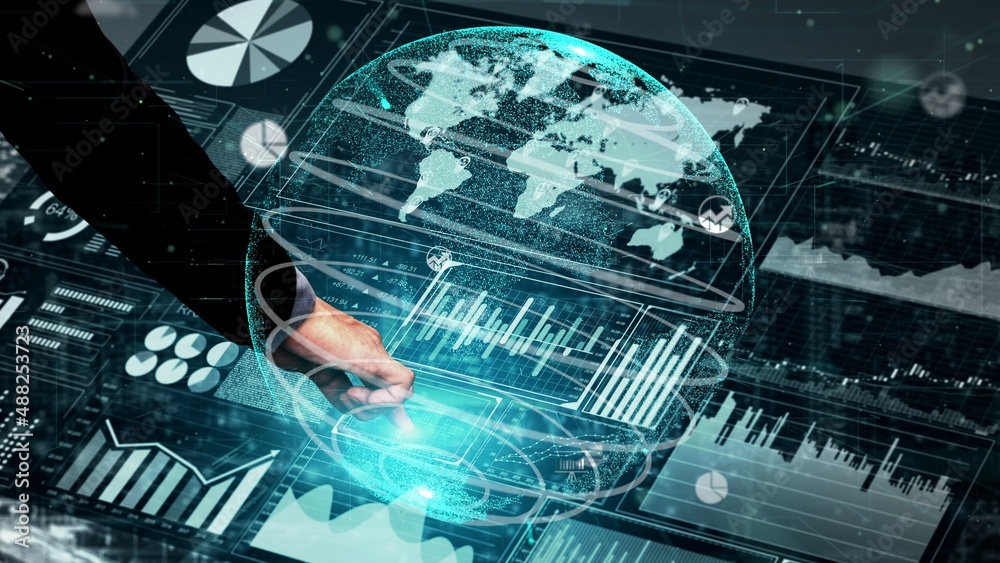 Conceptual business dashboard for financial data analysis . 3D render ...