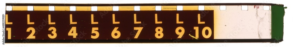 Scan of vintage 8mm film countdown leader with numbers 1 to 10 Stock ...
