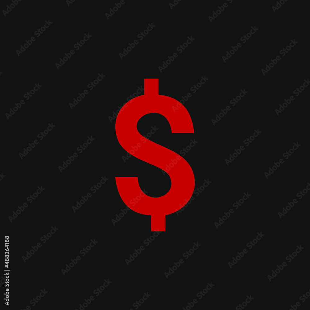 Dollar currency sign red, icon, logo vector template flat isolated ...