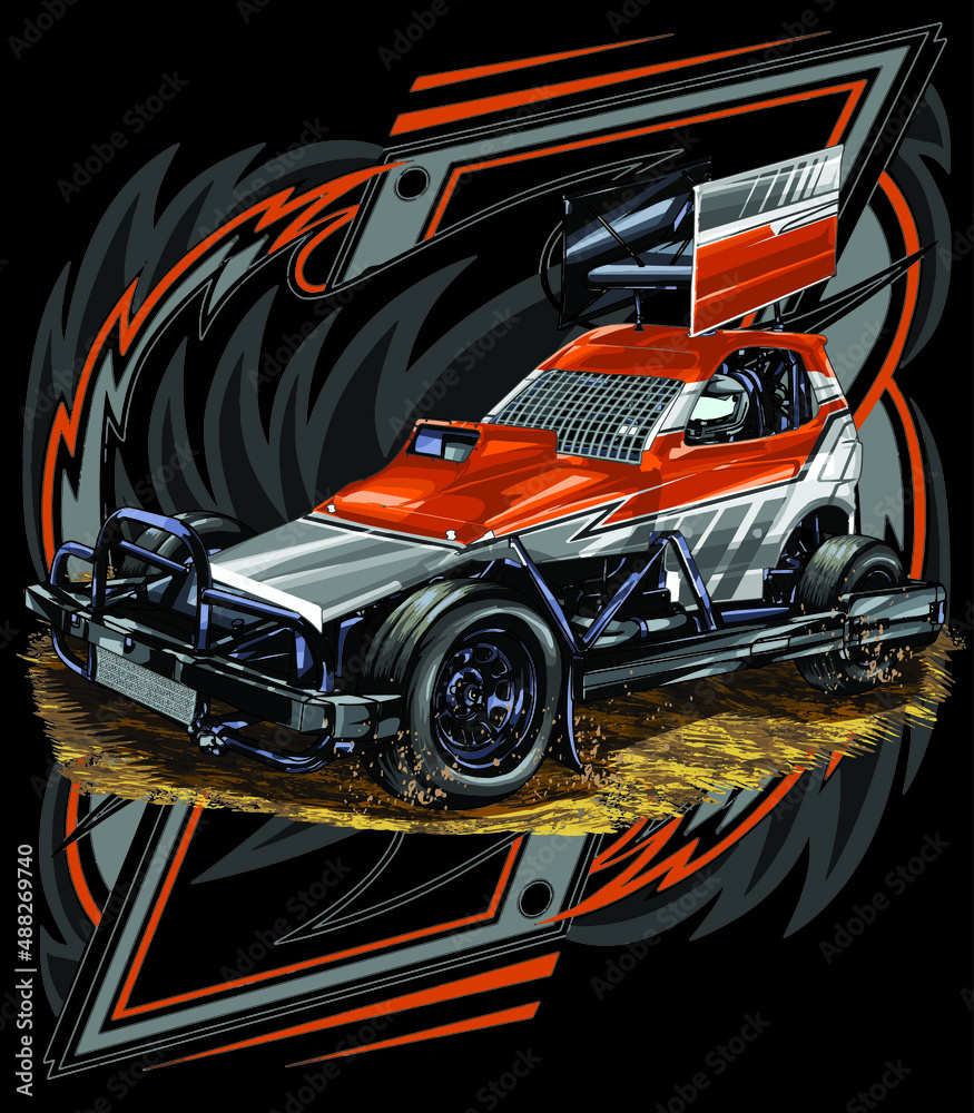 dirt race isolated on white background for poster, t-shirt print ...