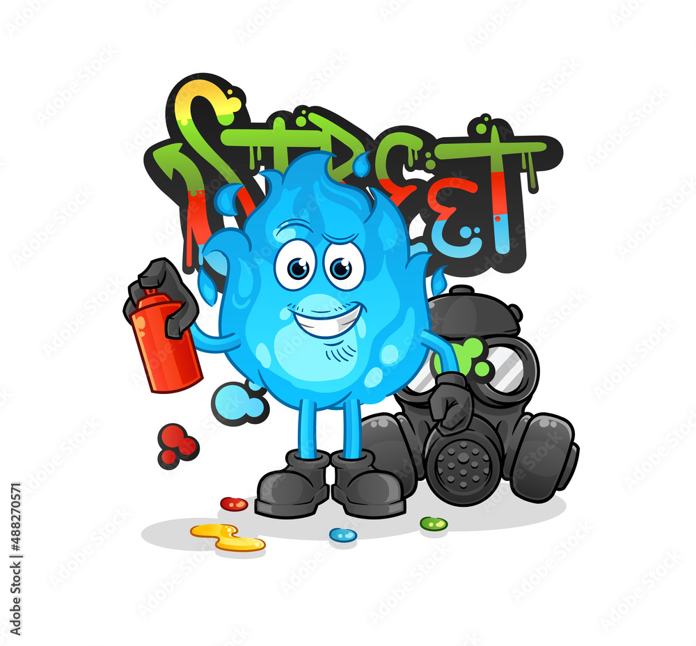 blue fire graffiti artist vector. cartoon character Stock Vector ...
