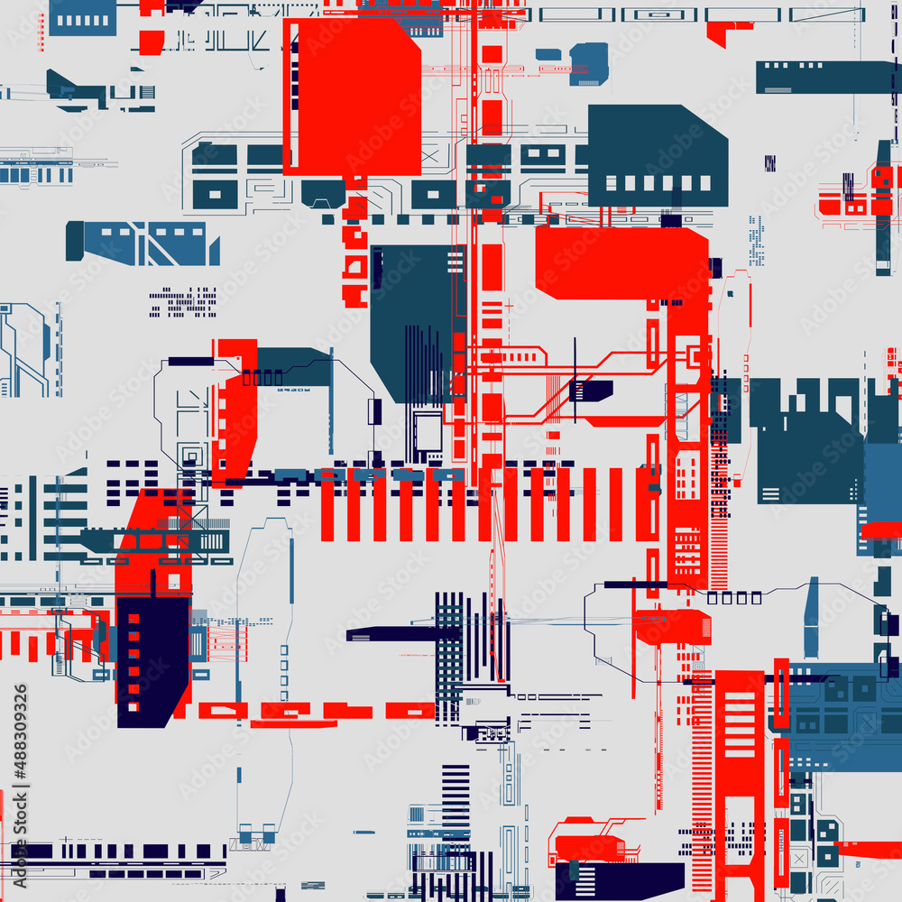 Photo & Art Print 4K tech city color displacement map texture for 3d ...