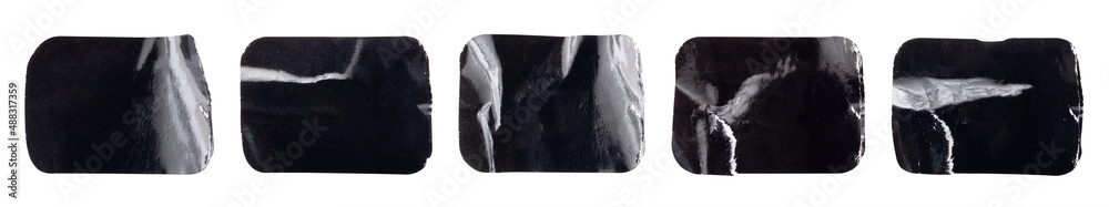 Blank black paper sticker label set isolated on white background Stock ...