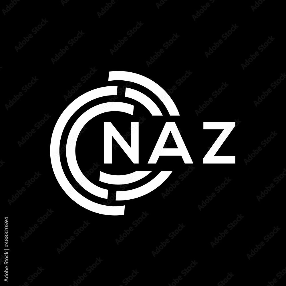 NAZ letter logo design on black background.NAZ creative initials letter ...