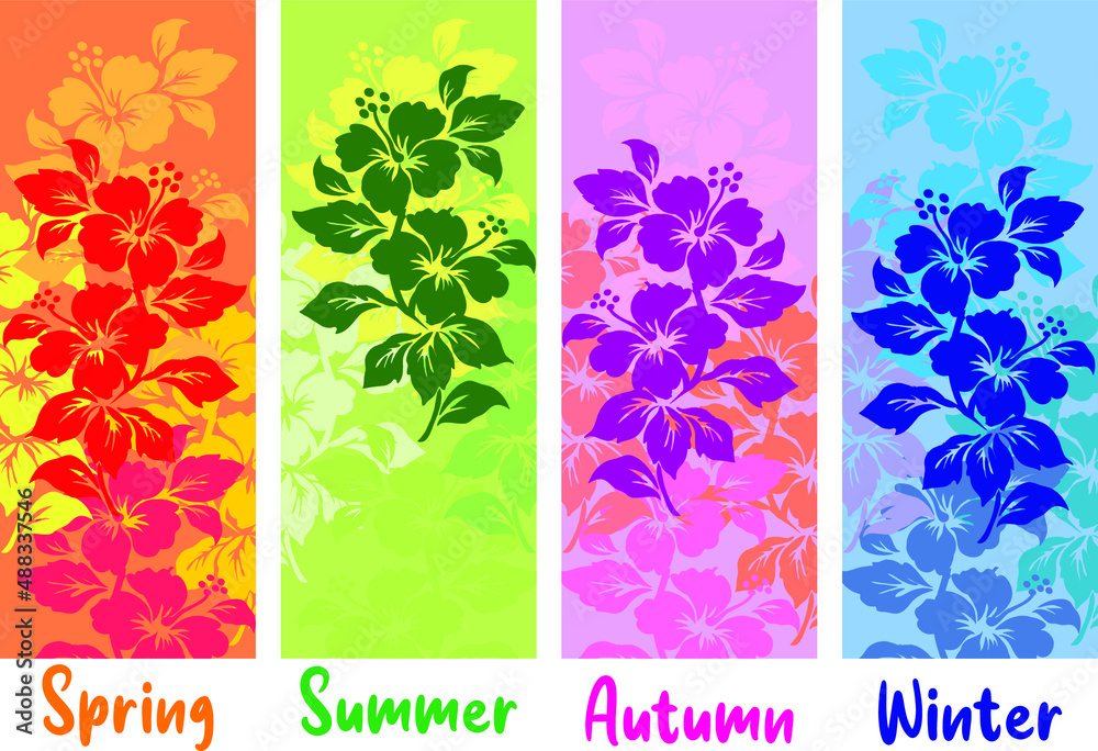 EPS 10, Season icon. Set of four with different colors, background ...