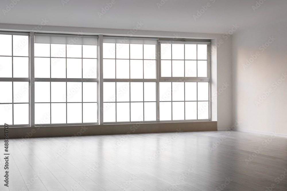 View of empty room with windows Stock Photo | Adobe Stock
