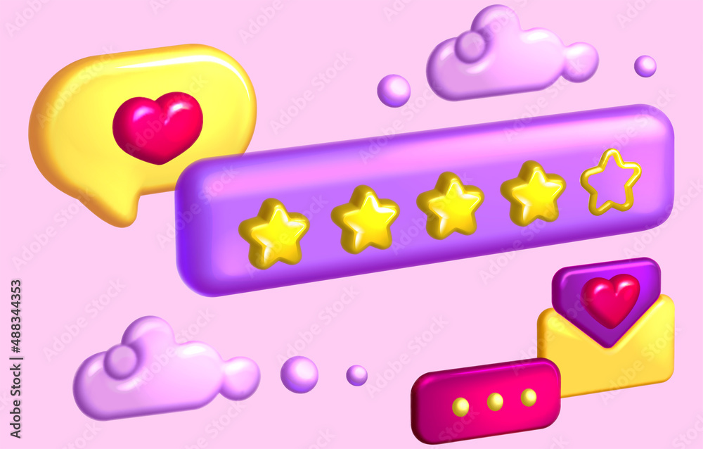 Online feedback, star rating or survey 3d vector illustration. Email ...