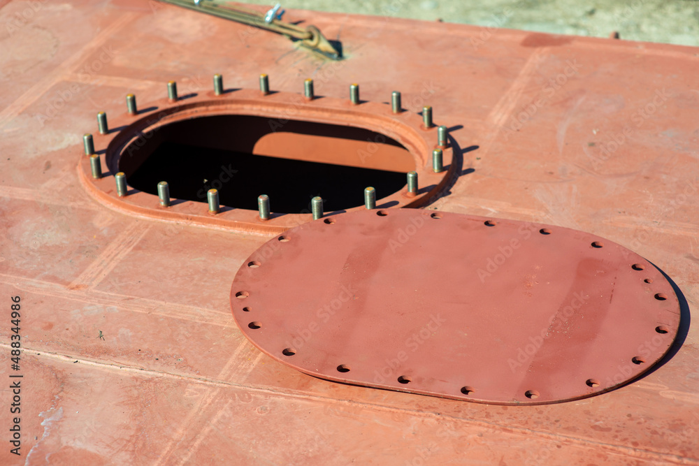 open deck hatch in the hold of a cargo ship, close-up Stock Photo ...
