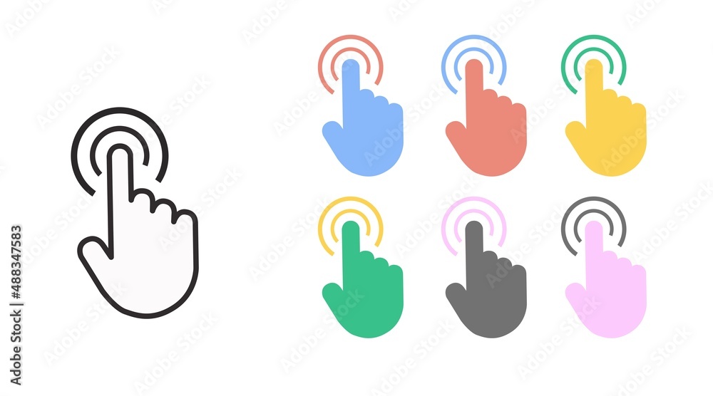 Click Icon Set. Vector set of different color vector editable ...