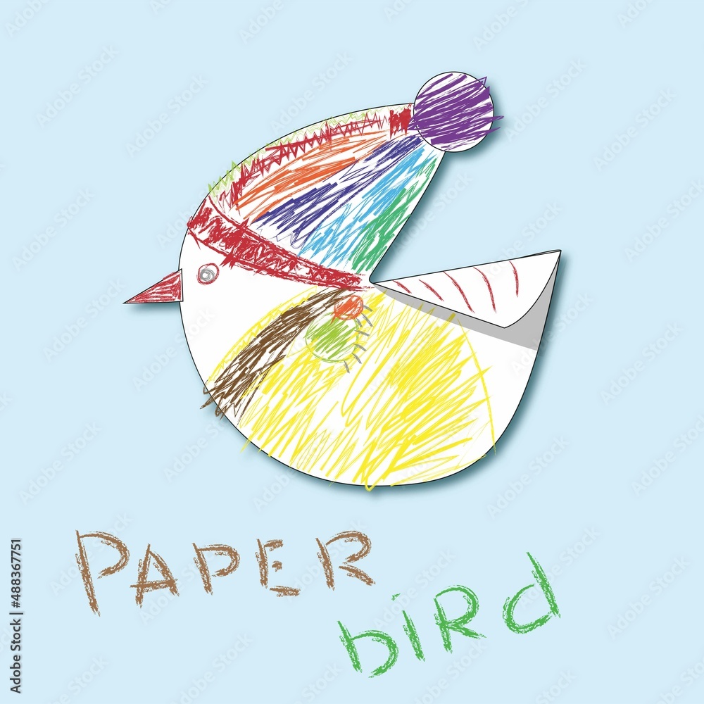 Paper bird. A bird that my son made out of paper. Stock Vector | Adobe ...