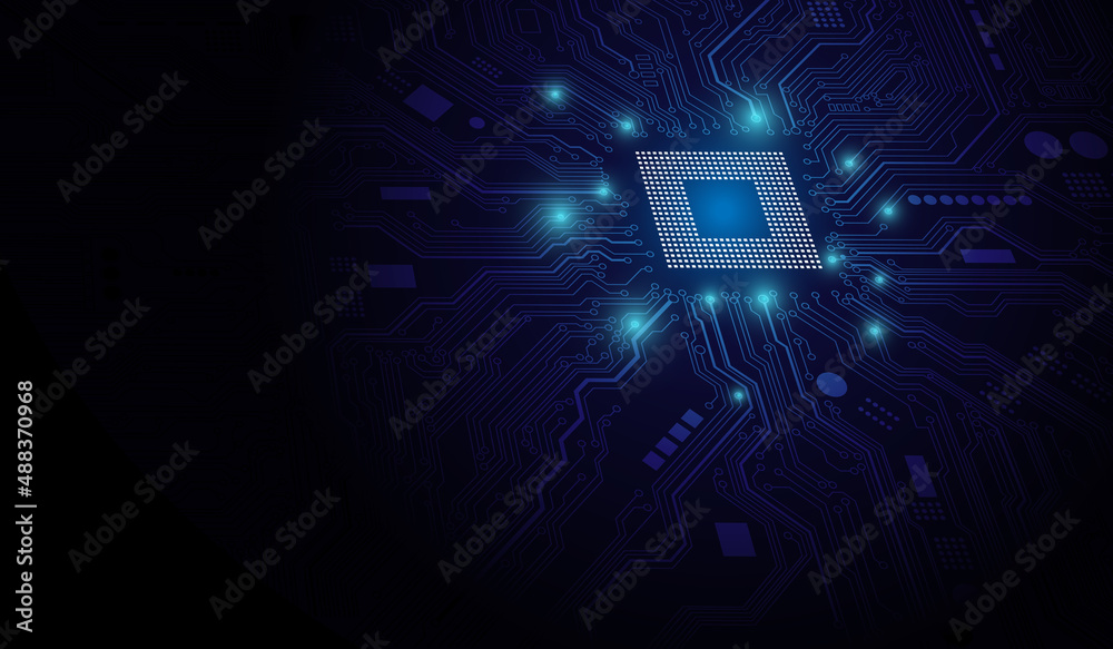 CPU Chip on Motherboard. Central Computer Processors CPU concept ...