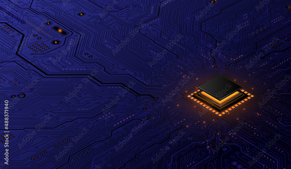 CPU Chip on Motherboard. Central Computer Processors CPU concept ...