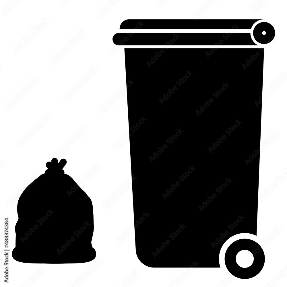 recycle bin trash on white background. garbage sign. wheelie bin symbol ...