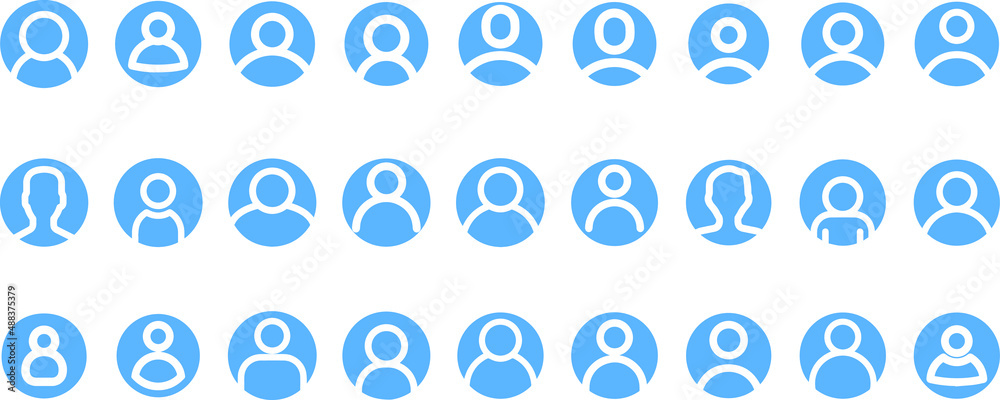 user avatar blue icon. authentication icon set. account symbol in flat ...