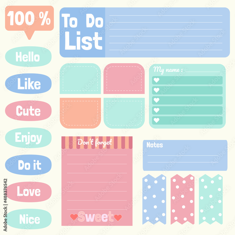 Cute paper notes. Stationary set. Scrapbook notes and cards.Printable ...