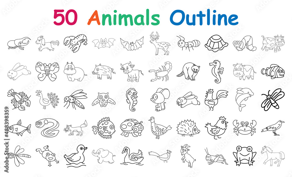 outline animals pack Stock Vector | Adobe Stock