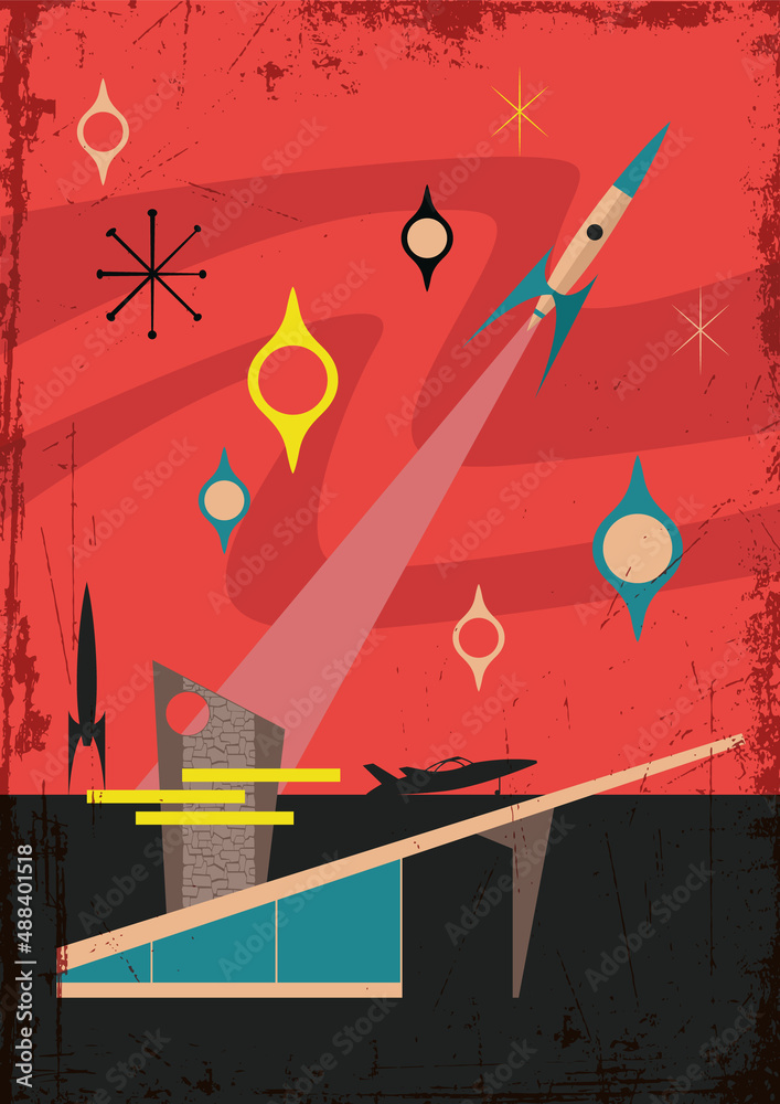 Vetor do Stock: Mid Century Modern Retro Future Style Illustration ...