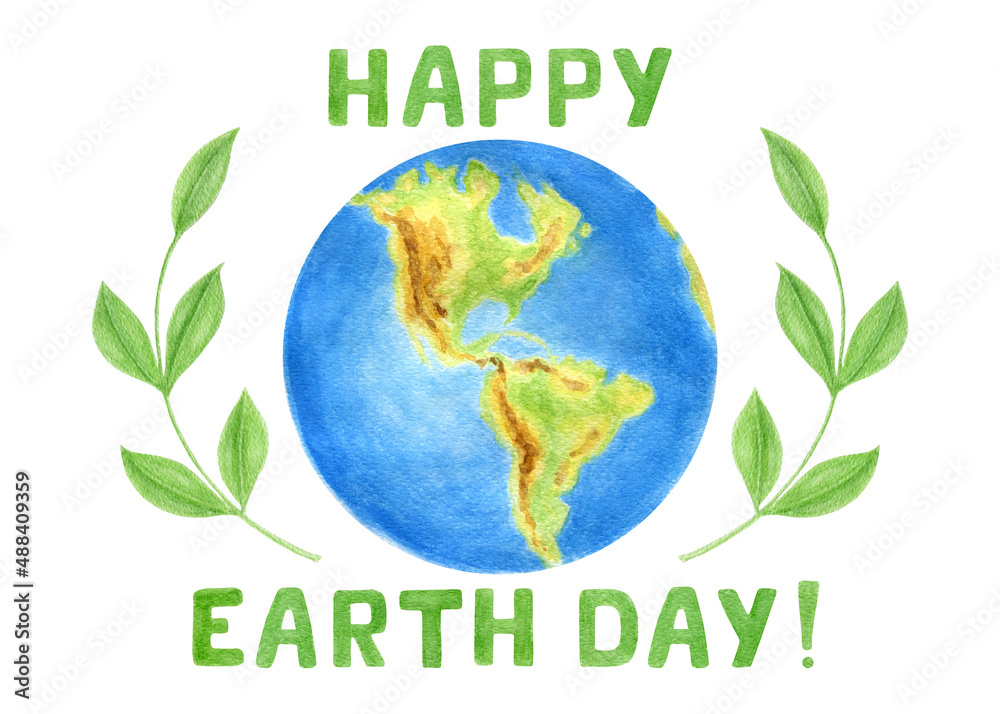 Earth Day concept. World Environment Day. Saving planet. Watercolor ...