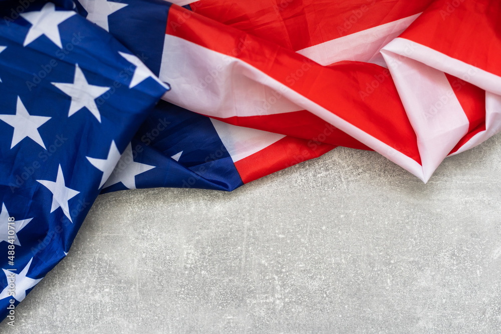 United States of American flag border isolated on grey background with ...