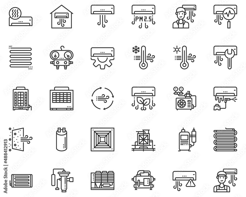 HVAC systems icon vector , air conditioning, indoor air quality, Stock ...