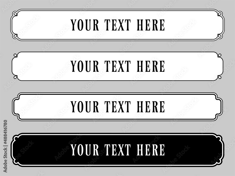 Vector long border frames, plaques, doorplates, nameplates, signboards ...