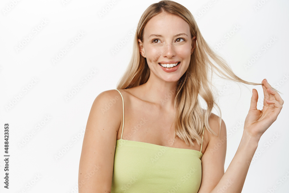 Skin and hair care, women beauty concept. Portrait face of attractive ...