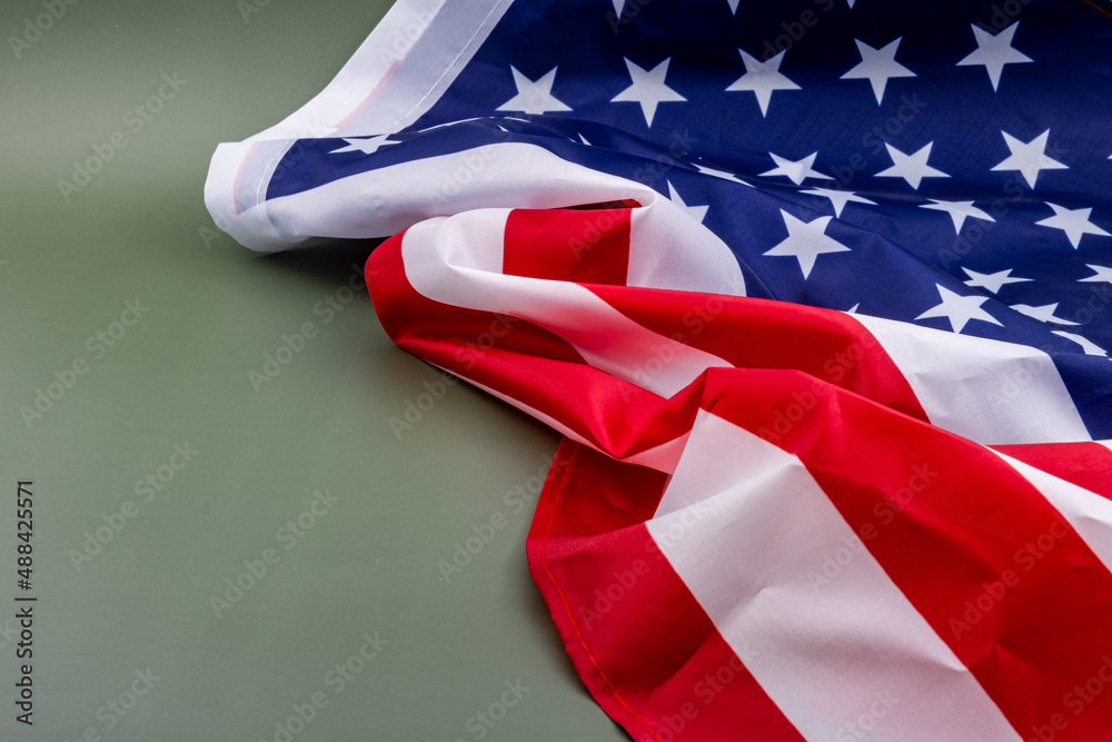 United States flag on a green background a flag of the United States ...