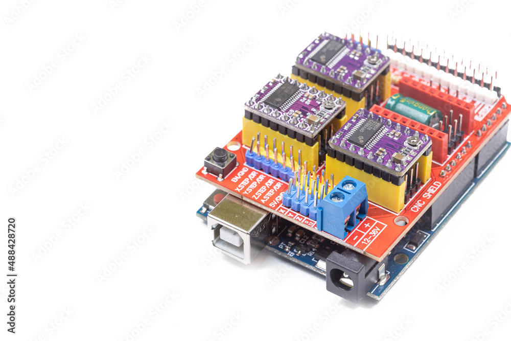 Belgrade - 20.02.2022. - Arduino CNC Shield motherboard with stepper ...