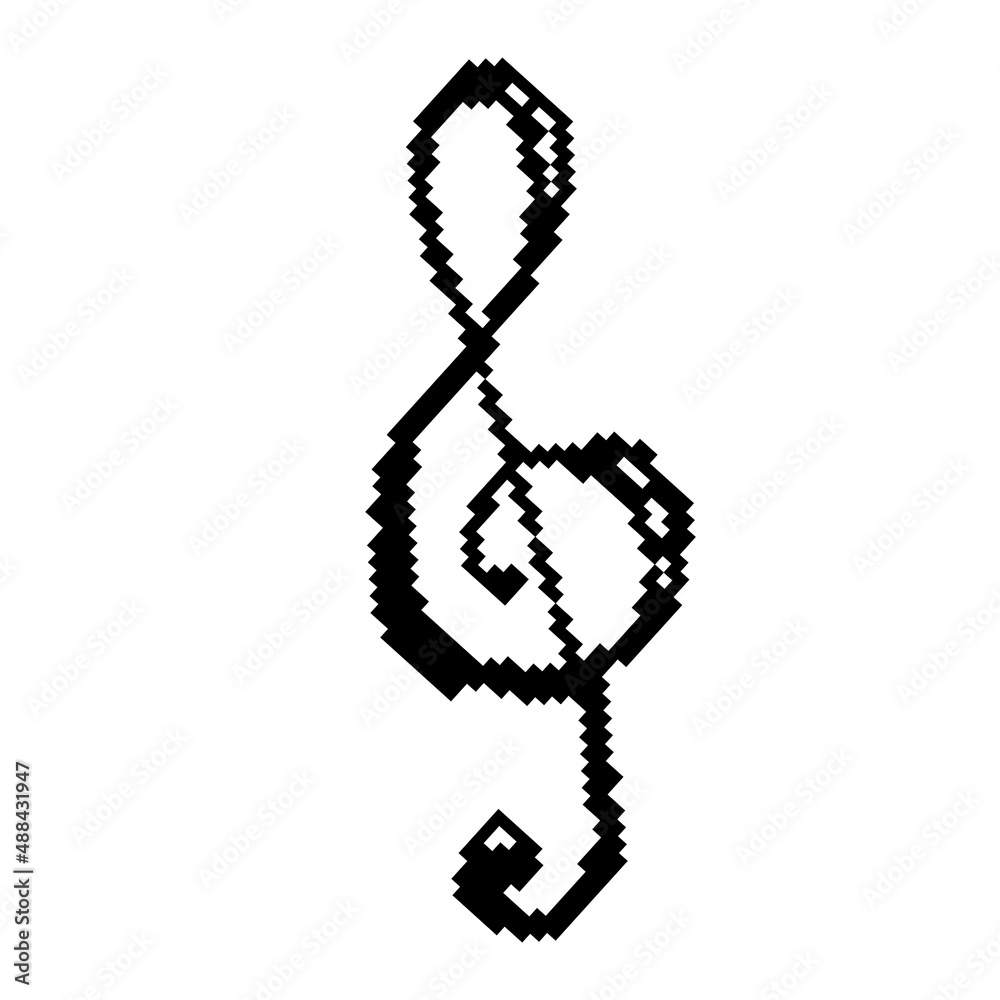 treble clef pixel art vector 8bit style art musical notes symbol ...