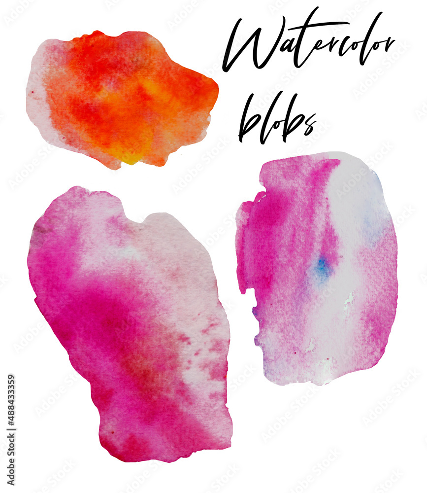 Watercolor abstract simple blobs clipart, watercolor spots, hand drawn ...
