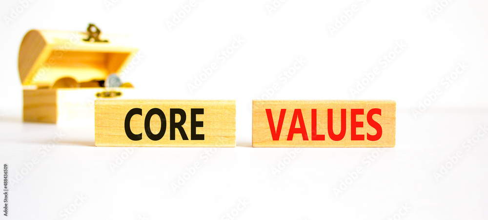Core values symbol. Concept words Core values on wooden blocks on a ...