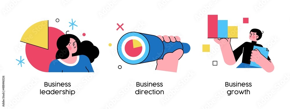 Goals, strategy and future achievement plan - set of business concept ...